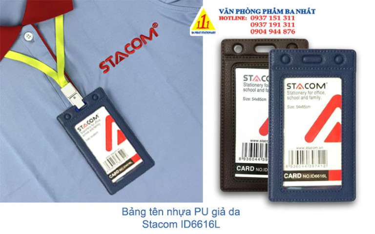 Bảng tên đứng Stacom ID6616L PU giả da, bền đẹp, chất lượng