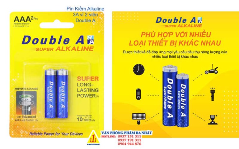 Pin 3A Double A super Alkaline - Vỉ 2 viên (pin tiểu AAA)