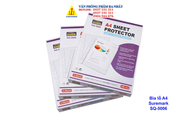 Bìa lỗ A4 Suremark SQ-5006 | Sheet Protector độ dày 0.06mm