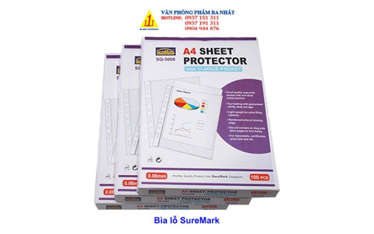 Bìa lỗ A4 Suremark SQ-5006 | Sheet Protector độ dày 0.06mm